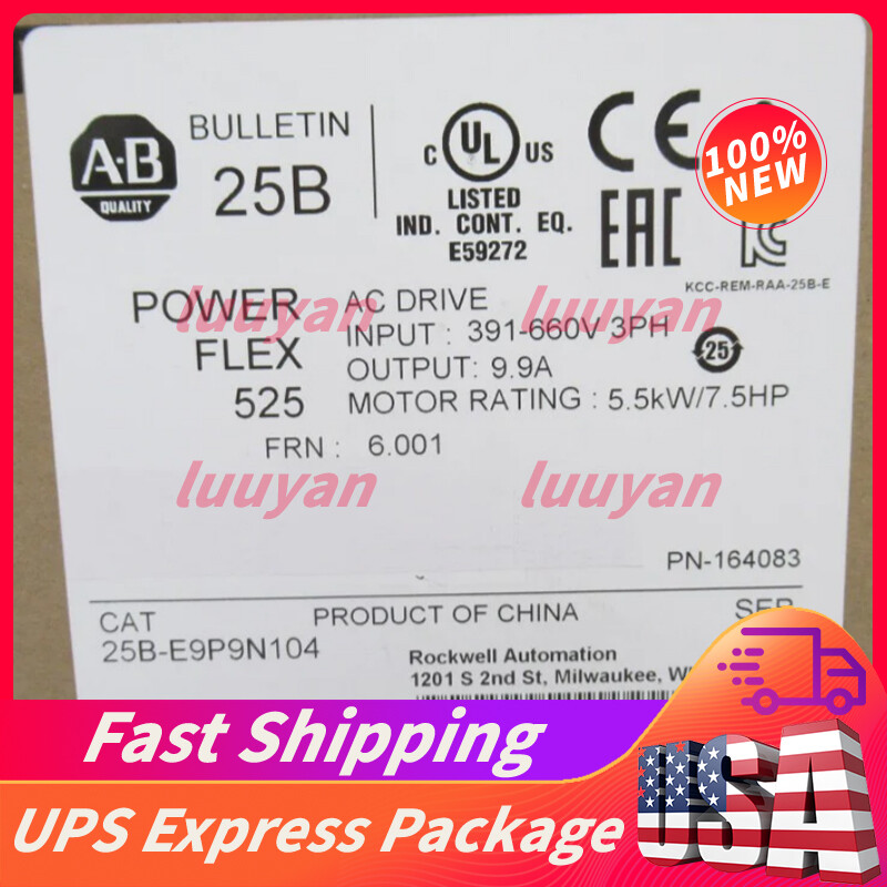 New Sealed AB 25B-E9P9N104 Series A PowerFlex 525 AC Drive 600V 9.9A 7 ...