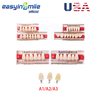 84/96Pcs Dental Acrylic Resin Teeth DIY Denture Full Teeth Anterior ...