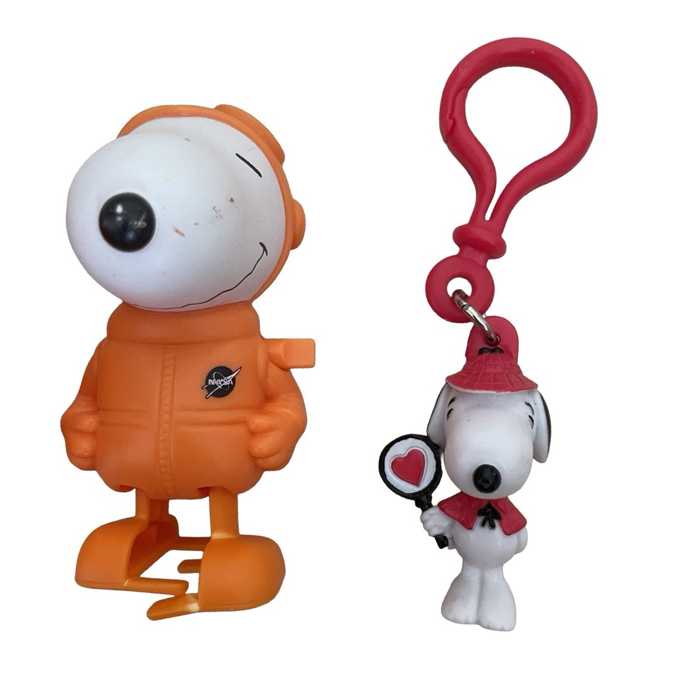 3 Peanuts Snoopy Toys Heart Keychain BACKPACK CLIP 4" & Pumpkin Car ...