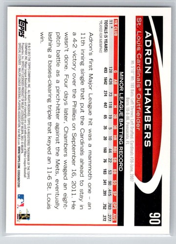 Adron Chambers 2012 Topps #90 RC St. Louis Cardinals | eBay