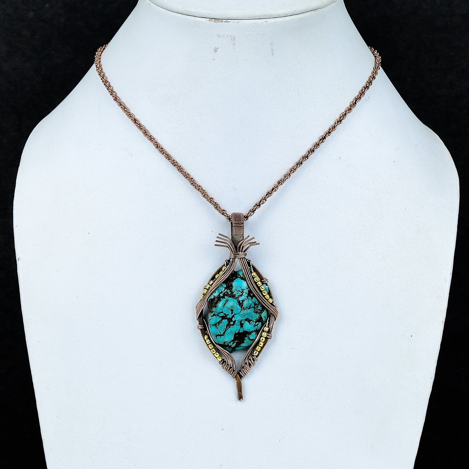 Turquoise Tumble Handmade Gemstones Copper Wire Wrap Beautiful Pendant ...
