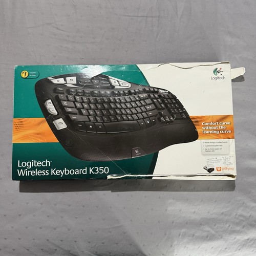 Logitech K350 Keyboard Wave Comfort Ergonomic Wireless Keyboard Black w ...