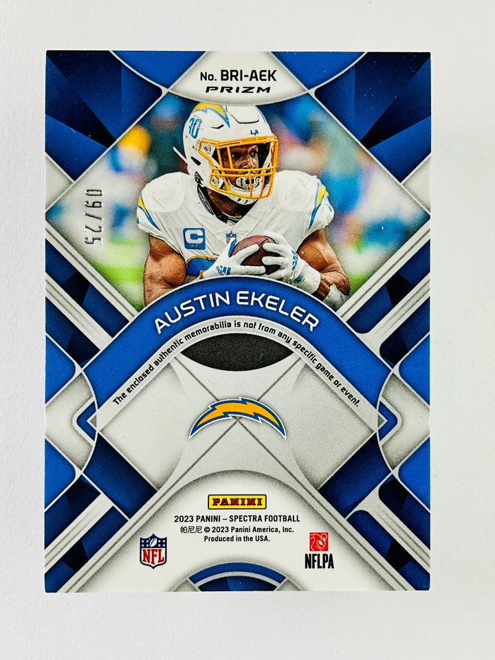 2023 Panini Spectra Austin Ekeler Brilliance 3 Color Patch Mojo Prizm ...
