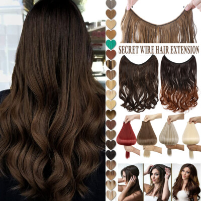 One Piece Secret Natural Wire in Hair Extensions Hidden Head Band Thick ...