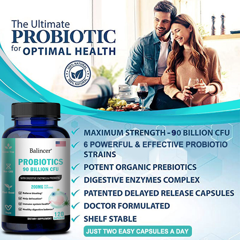 90 Billion Probiotics CFU Gut Health Capsules-Relieve bloating,Help ...