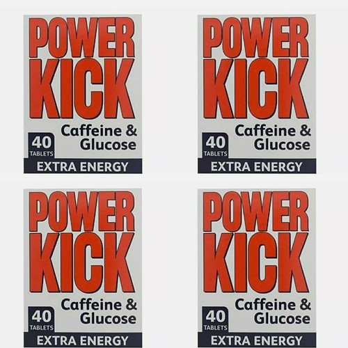 160 (4x40) POWER KICK CAFFEINE EXTRA ENERGY/ALERTNESS TABLETS PILLS ...