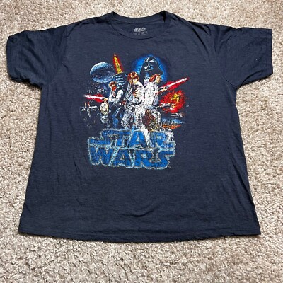 Star Wars Shirt Men 2XL XXL Blue Luke Skywalker Darth Vader Han Solo ...
