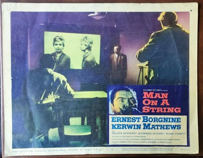 Ernest Borgnine watches a film MAN ON A STRING original 1960 Lobby Card 10676 | eBay UK