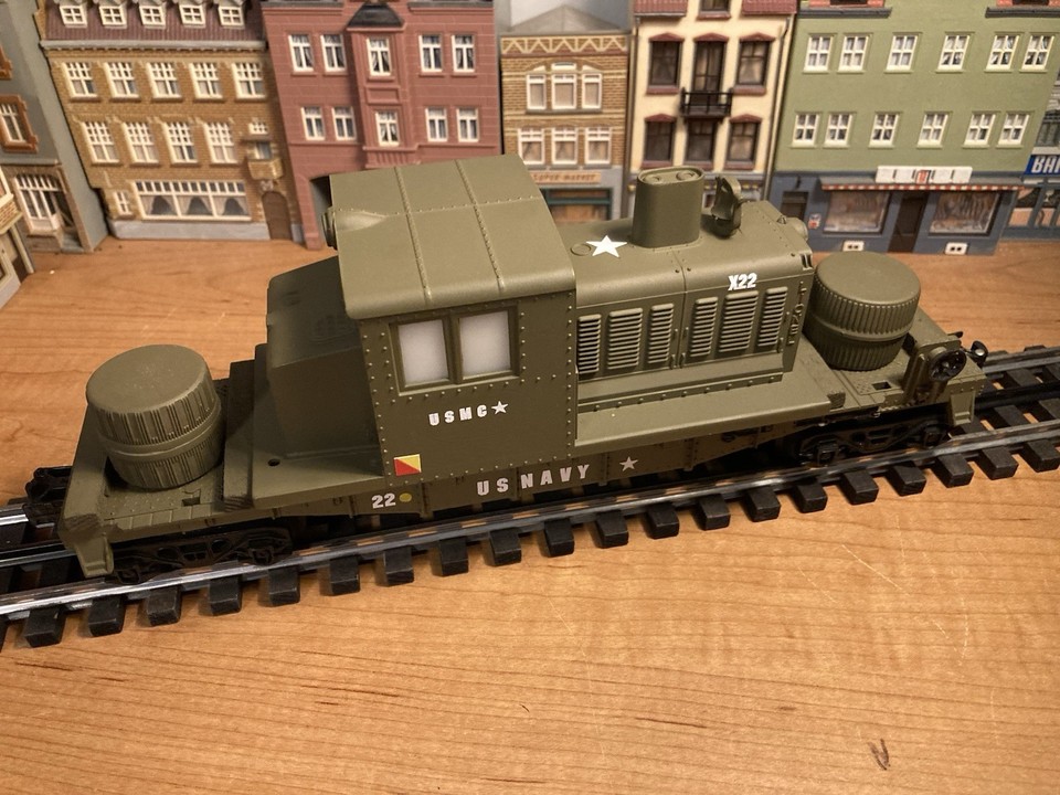Lionel Custom USMC Military Switcher Body on Flat Car | eBay