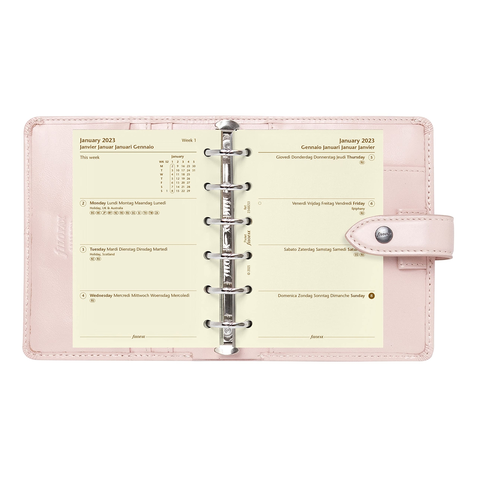 Filofax Malden Organizer Planner Pocket Sz Pink Full Grain Buffalo ...