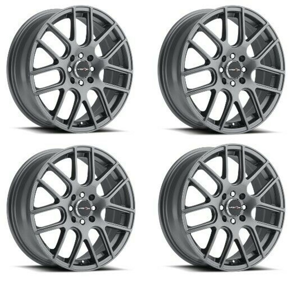 Set 4 17" Vision Street 426H Cross Gunmetal Wheels 17x7.5 5x4.5 Rims ...