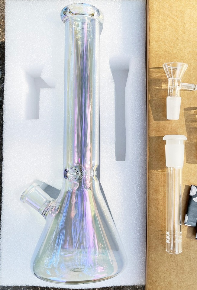 11" Glass Bong Beaker Smoking Water Pipe Percolate Bong Thick Hookah ...