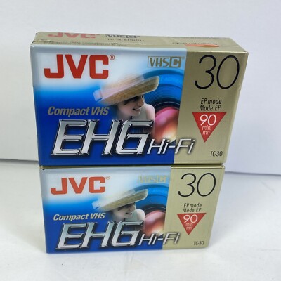 LOT OF (2) JVC TC-30 EHGDU Hi-Fi Compact VHS (VHSC) 90 Minute Tapes | eBay