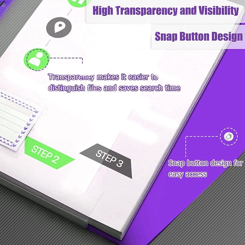 12 Pcs A4 Binder Expandable Envelopes Clear Plastic Envelopes for ...