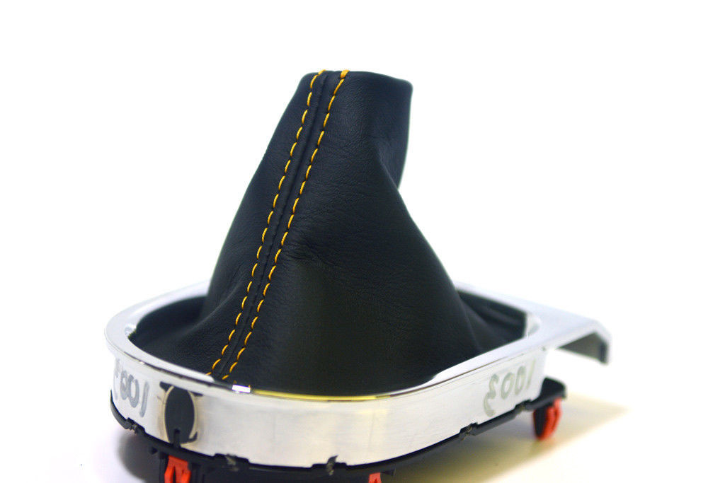 Ford Mustang Manual Shift Boot Synthetic Leather Black Yellow Stitch ...