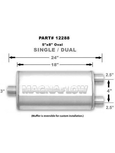 Magnaflow Perf Exhaust Muffler 3 in Center Inlet Dual 2-1/2 Outlets 18 ...