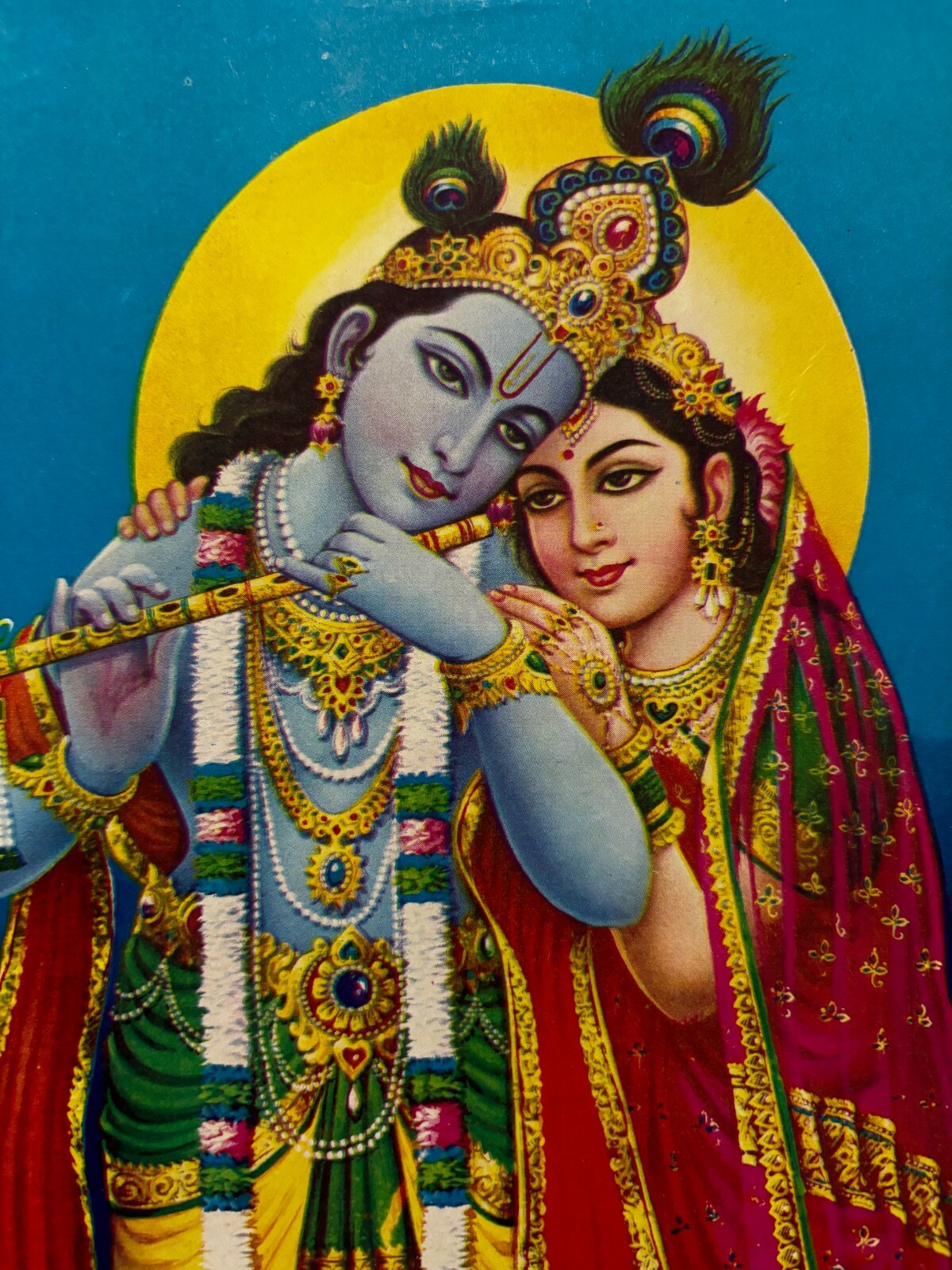 India 60's Vintage Print RADHA KRISHNA By Mukesh. Brijbasi. 7in x 10in ...