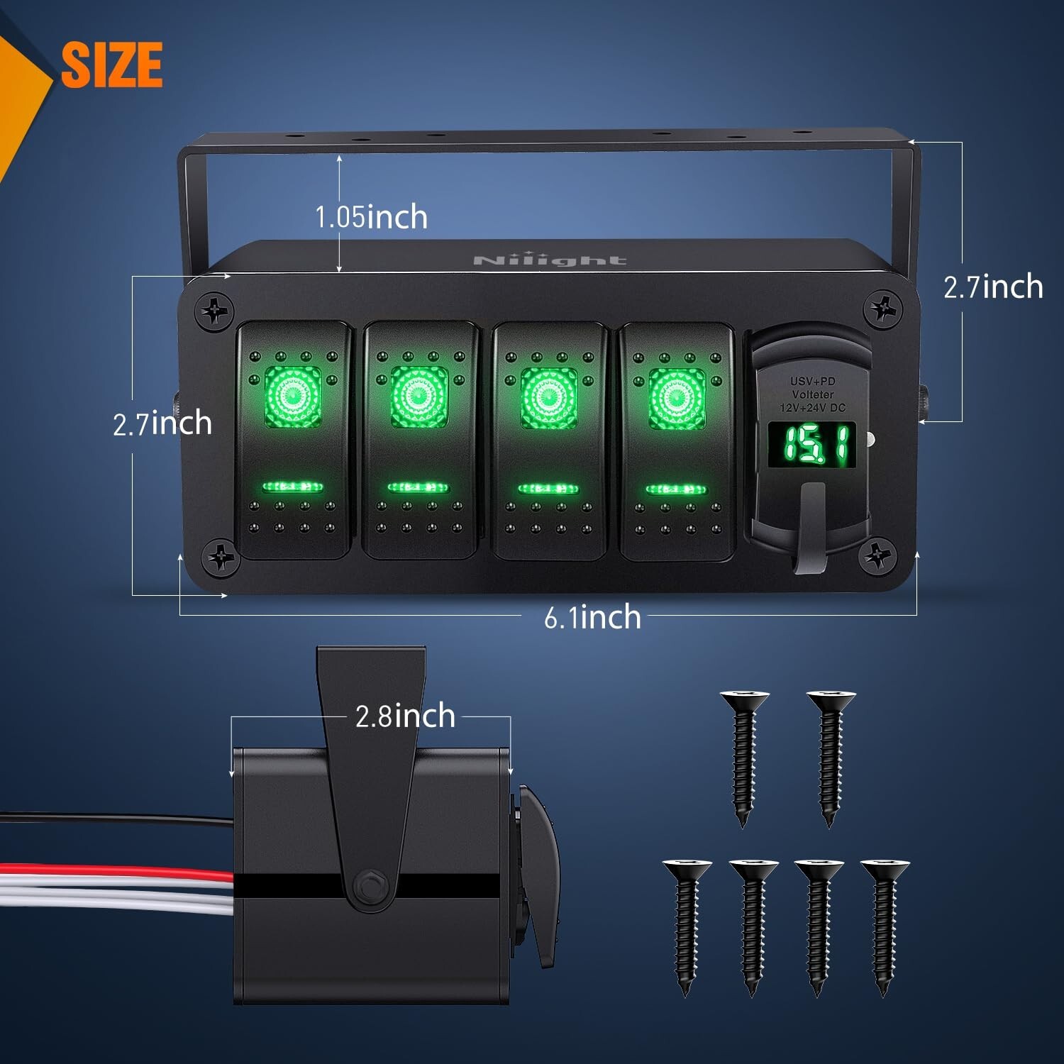 Multi-Function Switch Box with 4 Rocker Switches and Quick Charge USB ...