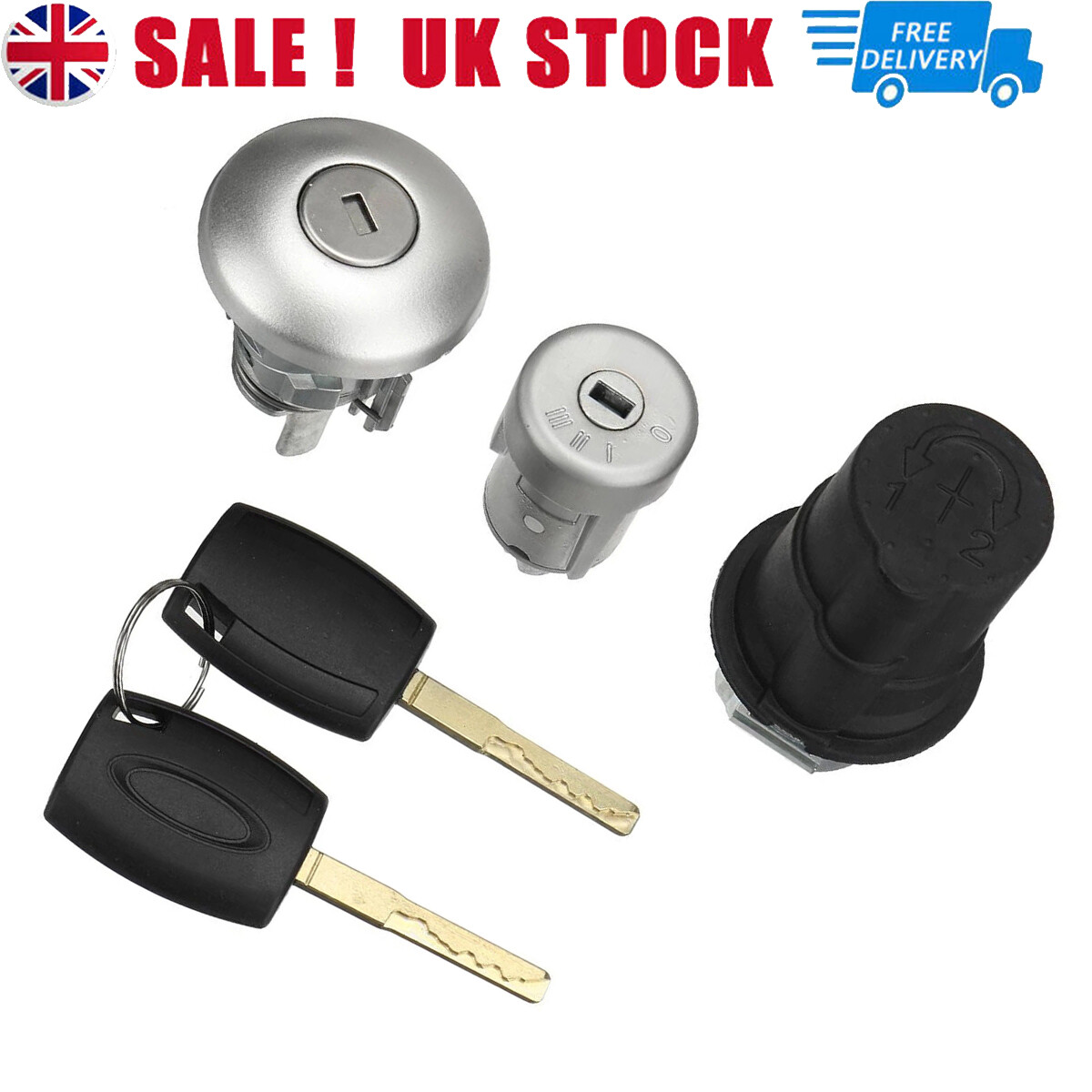 FOR FORD TRANSIT LOCK SET MK8 CUSTOM DOOR BONNET IGNITION BARREL 2 KEYS ...