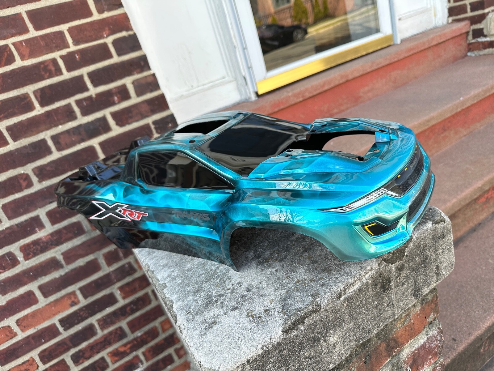 CUSTOM PAINTED RC BODY, TRAXXAS XRT BODY, CANDY CHROME BLUE FLAMES ...