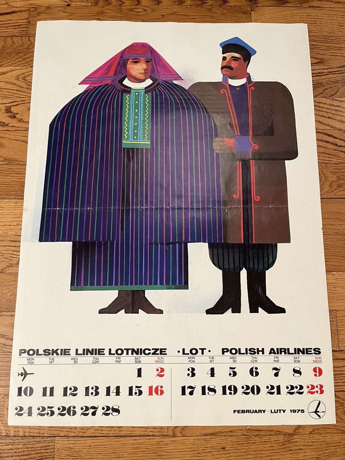 Original Vintage Poster LOT Polish Airlines February 1975 Calendar ...