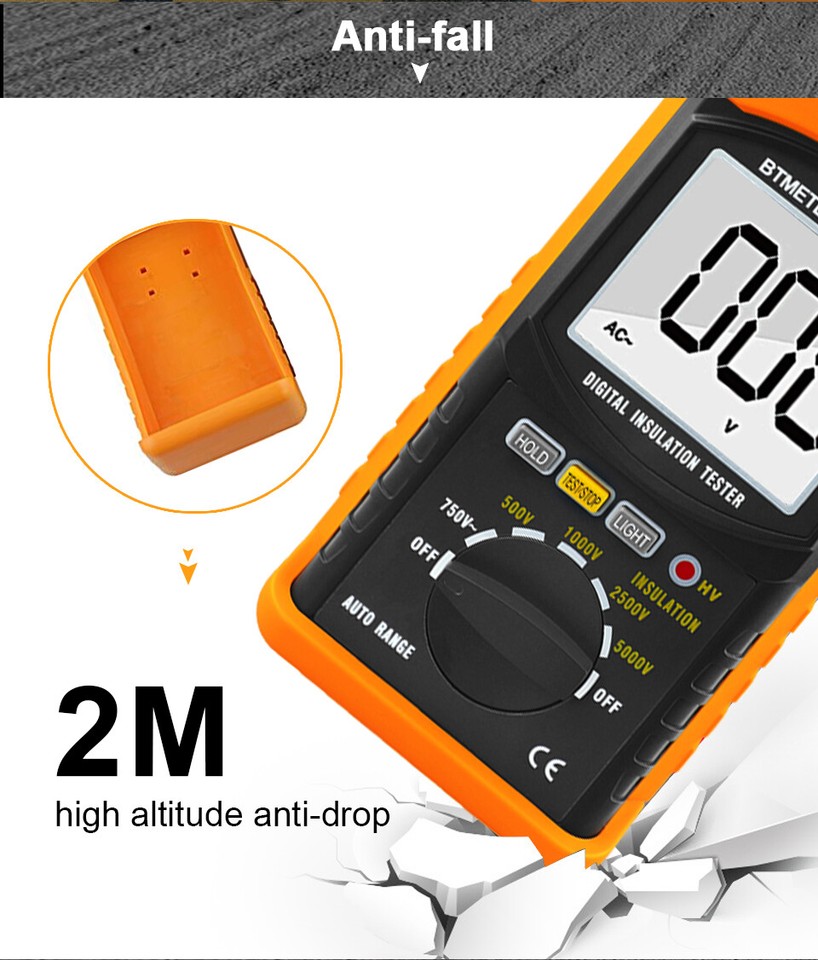 Megohmmeter 200GΩ Digital Insulation Resistance Tester Insulation Meter ...
