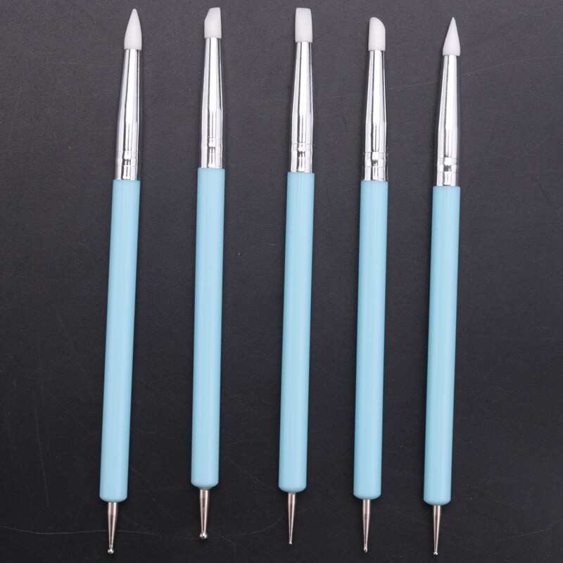 5 X 2 Way Ball Styluses Dotting Tool Silicone Color Shaper Brushes Pen ...
