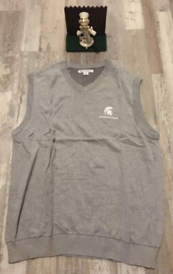 Mens L Michigan State Spartans Cutter & Buck Gray fleece vest Minimal ...