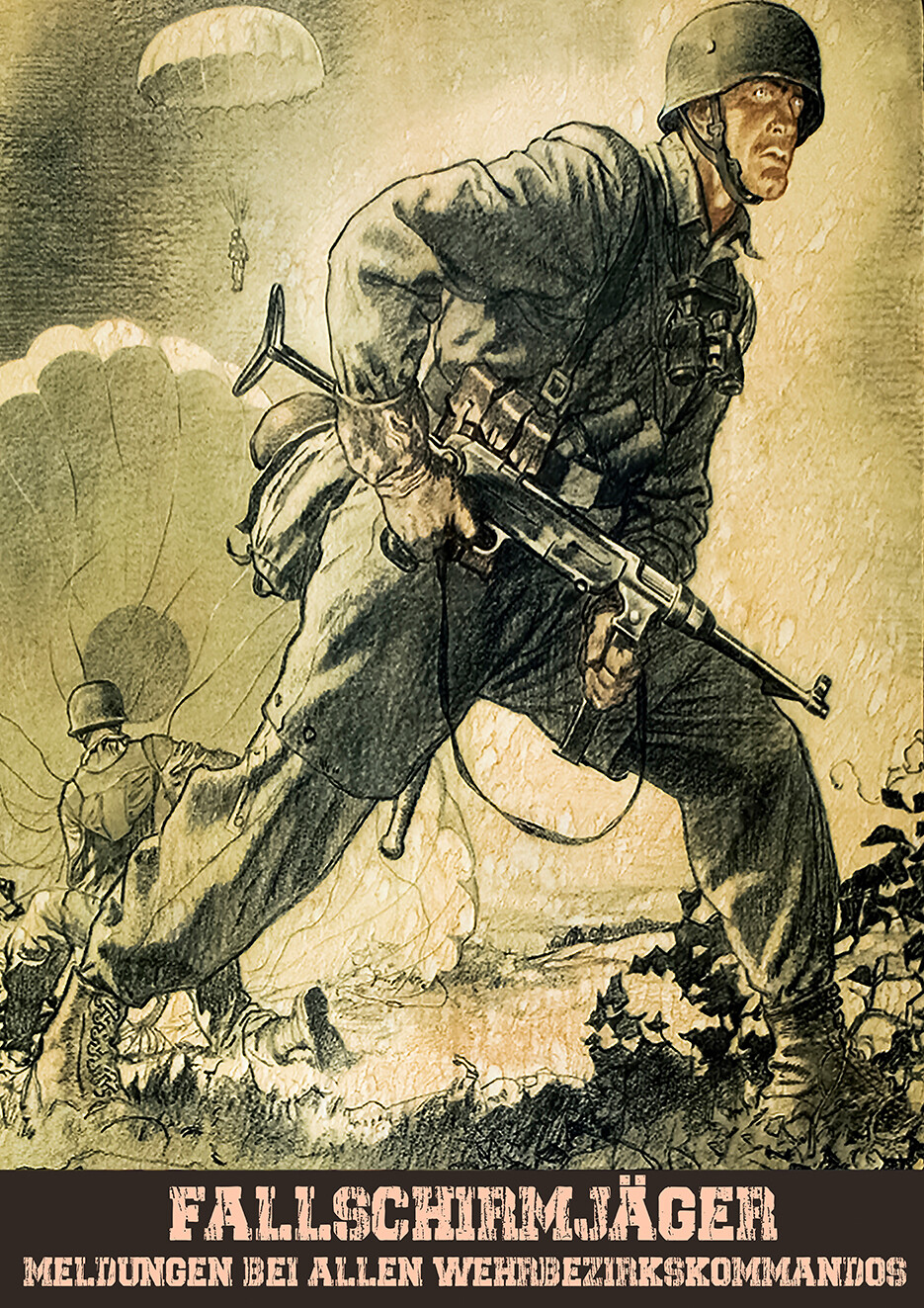 WW2 German Luftwaffe Paratrooper Fallschirmjäger Poster Print | eBay