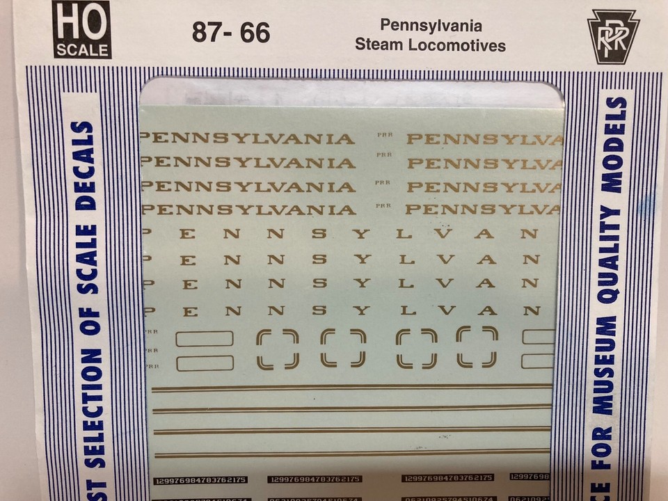 Microscale Decals Pennsylvania PRR steam Locomotives 87-66 HO NEW | eBay