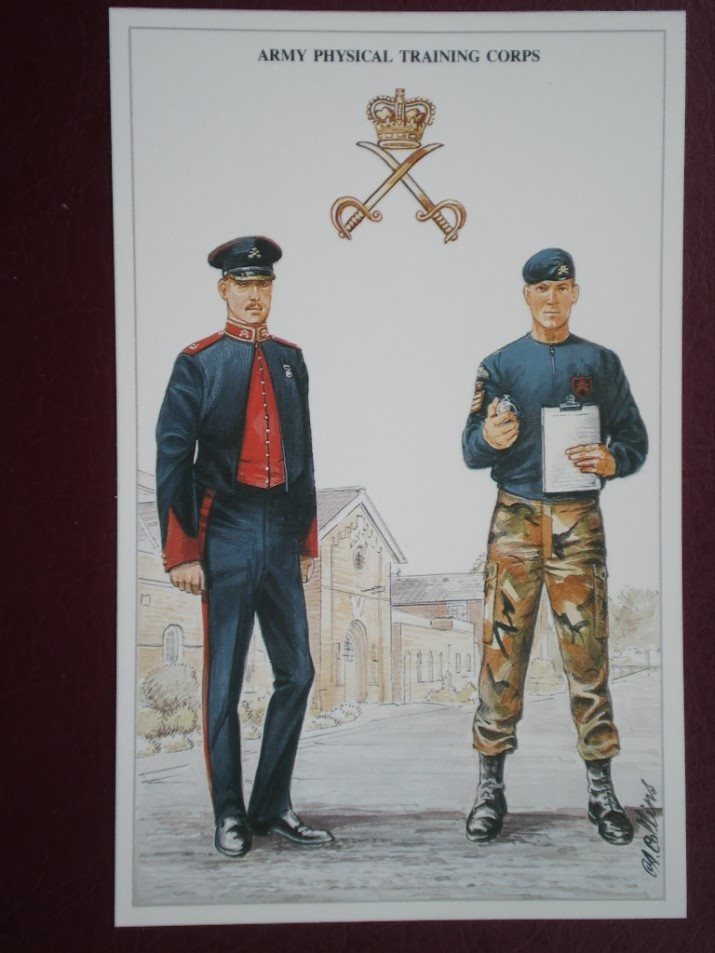 POSTCARD ARMY PHYSICAL TRAINING CORPS MAJOR & STAFF SERGEANT BADGE ...