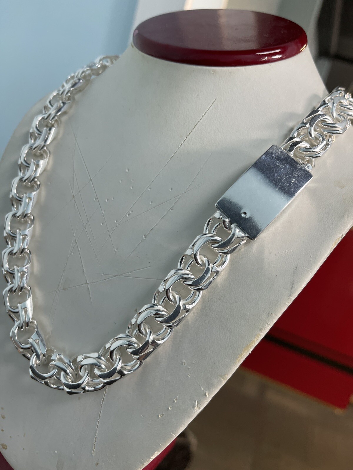 246 Grams Handmade 925 Sterling Silver Chino Link Chain 16mm 26 Inch ...