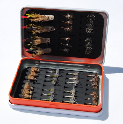 Dry Flies Assortment Loaded Fly Fishing Box Mini Tin 40 Flies- Choose ...