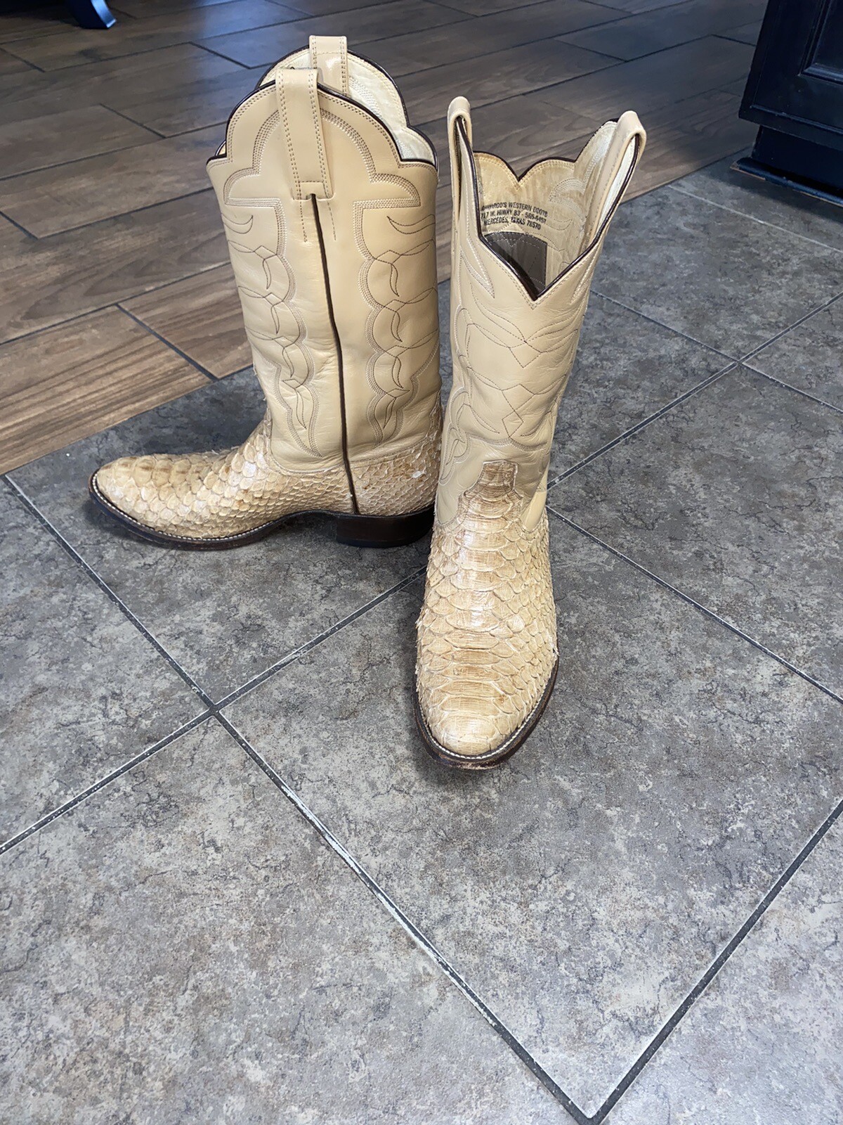 Handmade Authentic Rare Snake Skin/Leather Cowboy Boo… - Gem