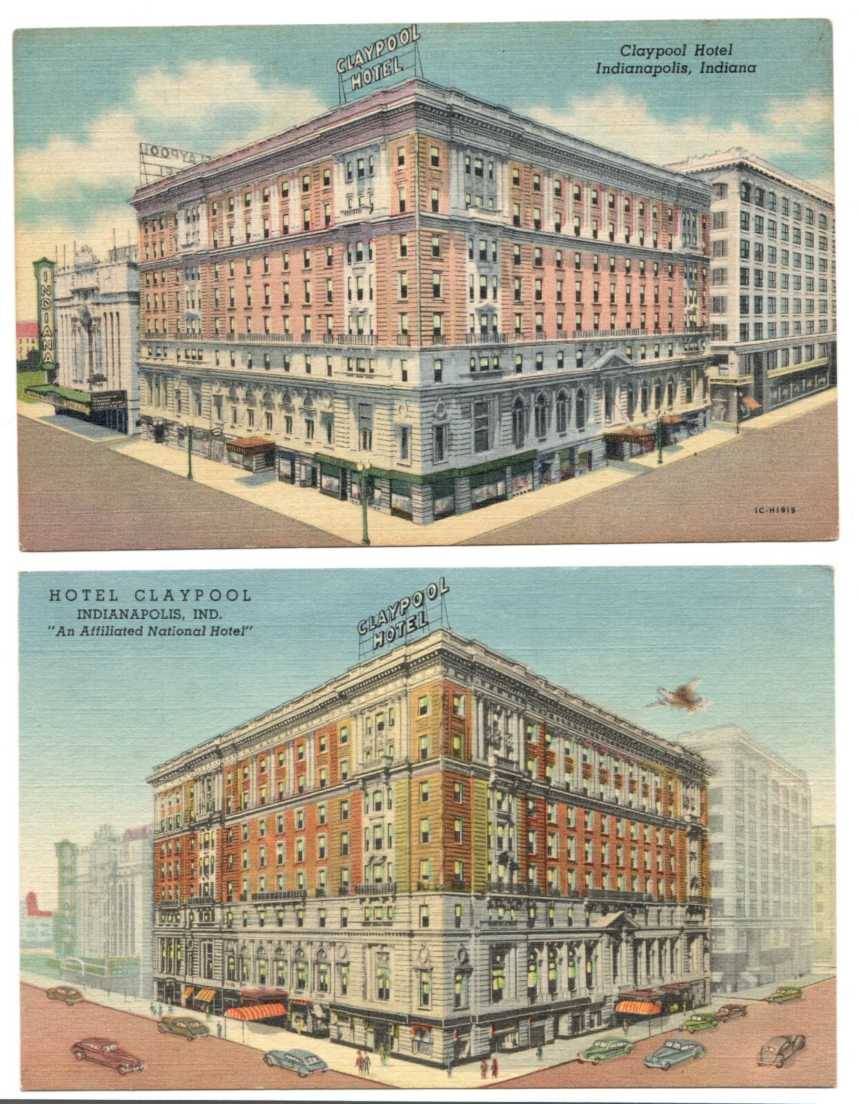 Hotel Claypool Indianapolis IN Vintage Lot of 2 Unposted Linen ...