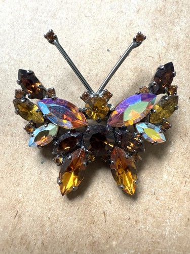 Vintage Butler And Wilson Bronze, Orange, Brown Rhinestone Butterfly ...