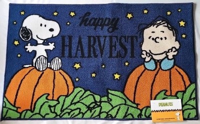 *NEW* Peanuts SNOOPY "HAPPY HARVEST" Fall Pumpkin Accent Rug Mat Happy ...