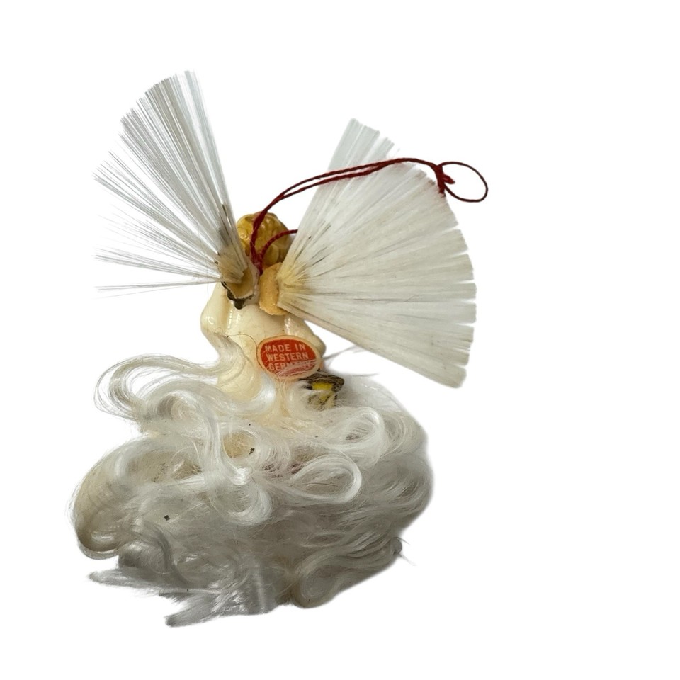4 Vtg German Christmas Angel Ornaments Spun Glass Wings Celluloid ...