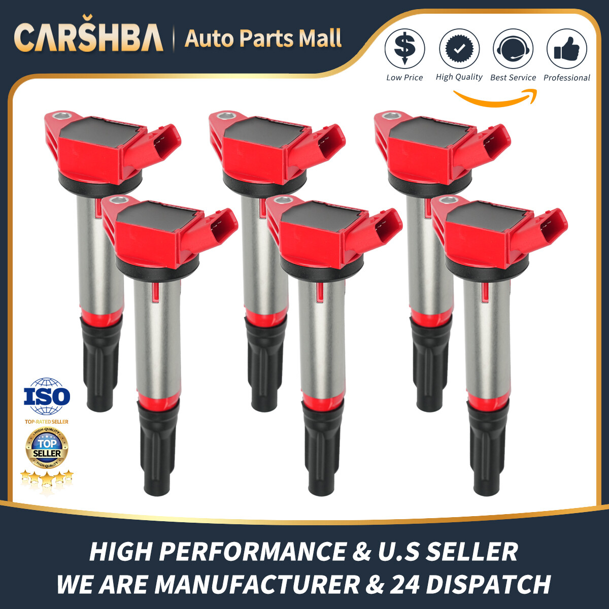 redUF487 6*Ignition Coil 673-1309 90919-A2005 For Lexus Toyota Venza ...