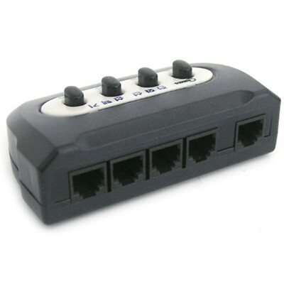 4 PORT TEL RJ11 Manual Sharing Switch BOX Phone selector modular 4 way ...