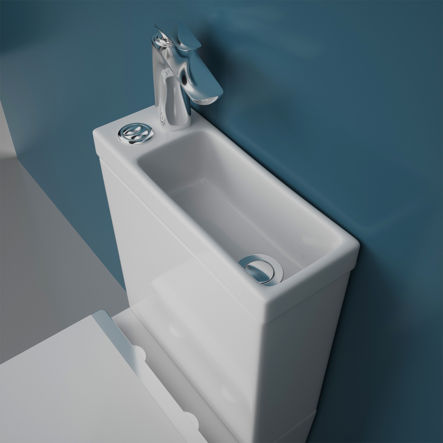 Toilet Pan Cistern Sink Ceramic Close Coupled Rimless WC Left tap hole ...