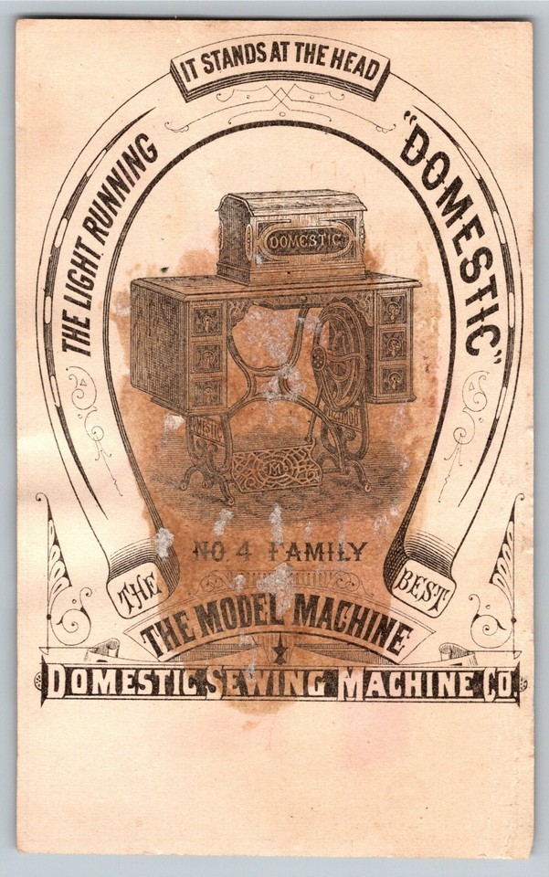 Domestic Sewing Machine Victorian Trade Card Two Women Fancy Dresses ...