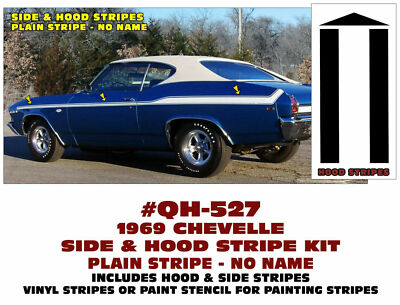 QH-527 1969 CHEVELLE HOOD AND SIDE STRIPE - VINYL or PAINT STENCIL | eBay