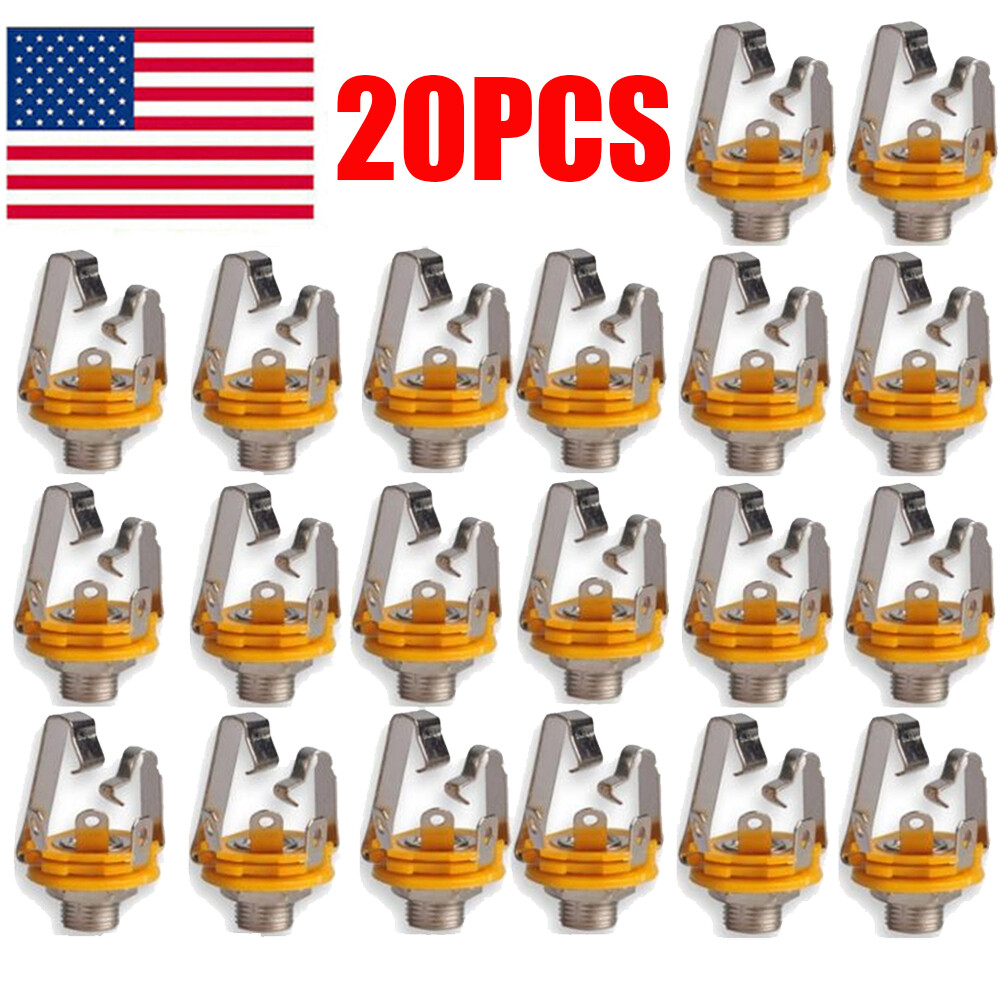 20Pc Stereo 1/4" 6.35mm ID Socket Jack Connector Panel Mount Guitar ...