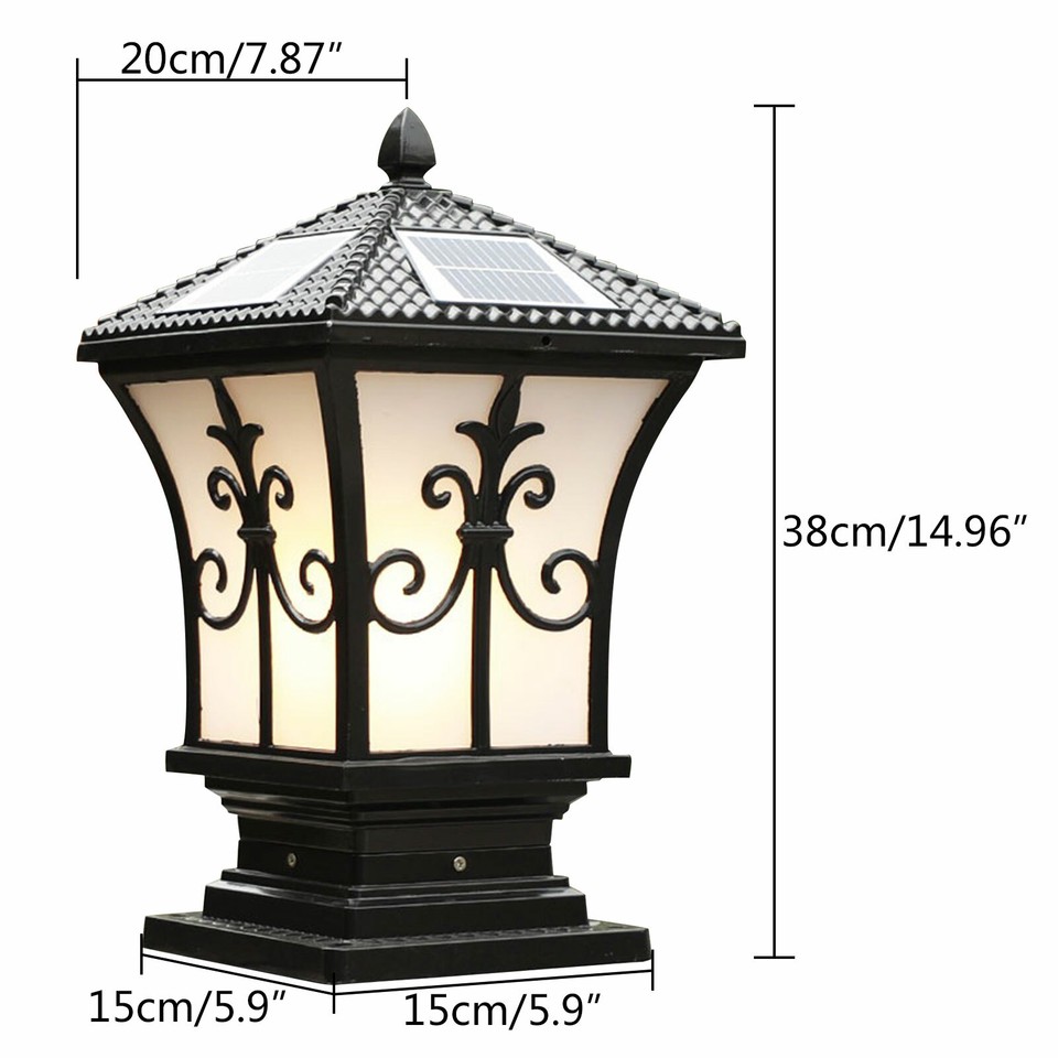 Post Light LED Outdoor Solar Powered Pillar Lamp Garden Yard Driveway ...