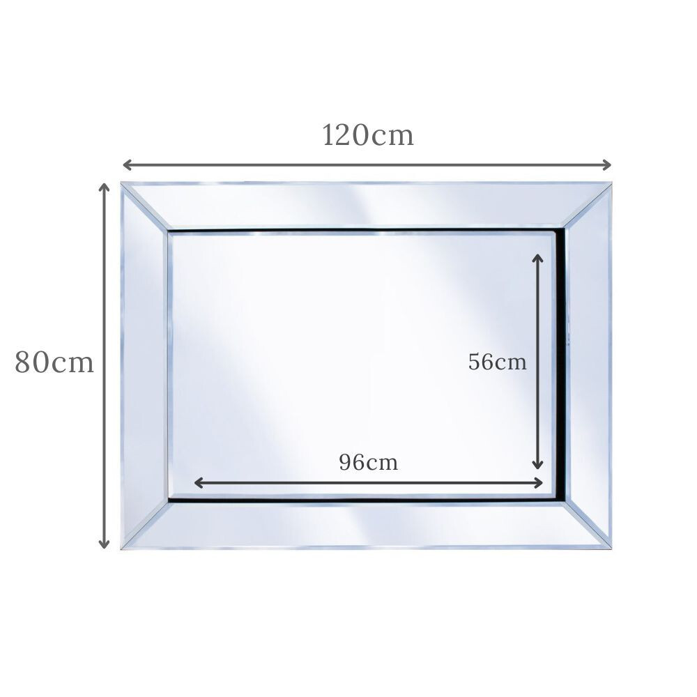 Livia Extra Large Silver Glass Framed Rectangle Bevelled Wall Mirror ...