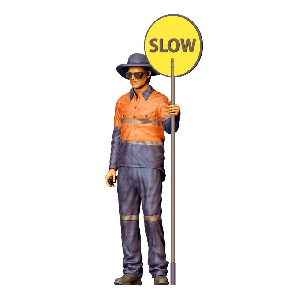 Traffic Control Flagman Resin 3d Printed Diorama Figure Unpainted Very ...