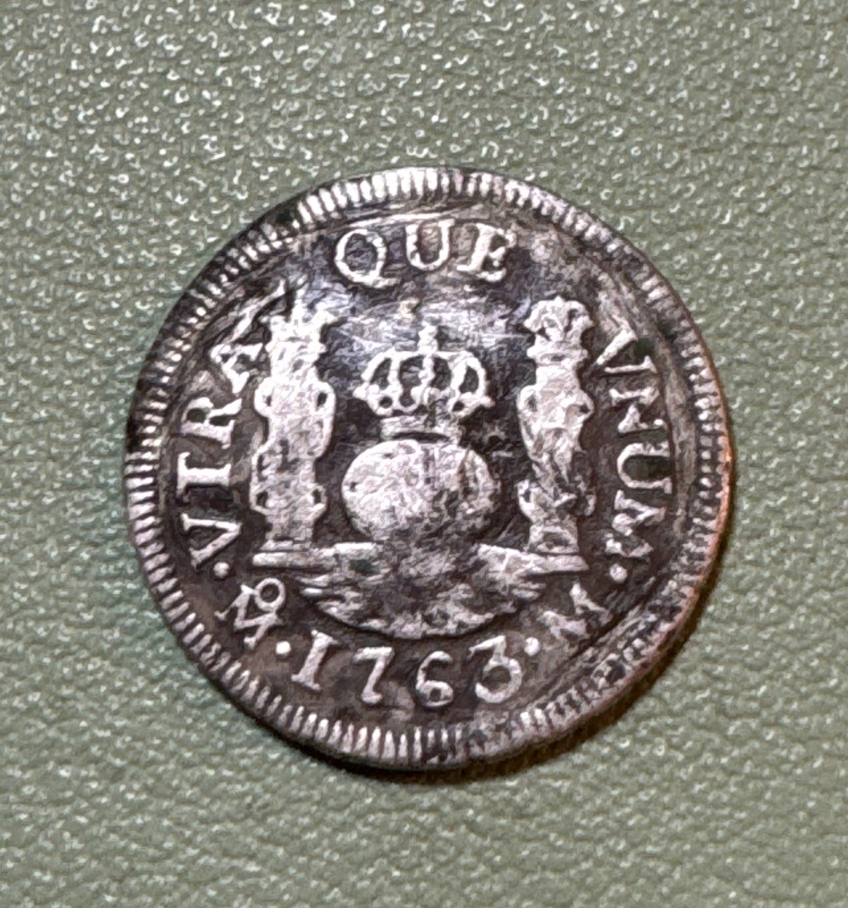 1763 Mo M Mexico Silver 1 Real Pillars Type Details Bent Spanish ...