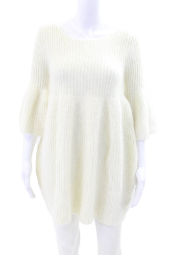 Mes Demoiselles Women's Long Sleeves Knit Mini Sweater Dress White Size ...