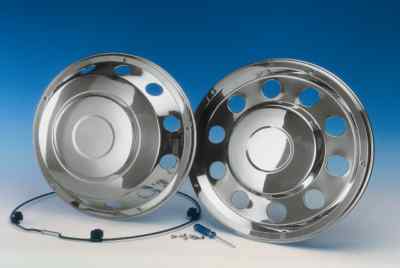 set 22.5" coach bus truck wheel trims antitheft fixing stainless steel ...